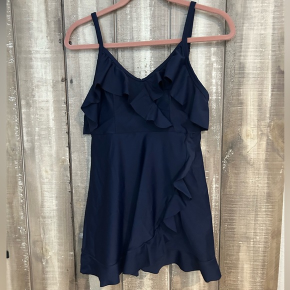 Shore Shapes | Swim | Shore Shapes Navy Ruffle Front Swim Dress | Poshmark